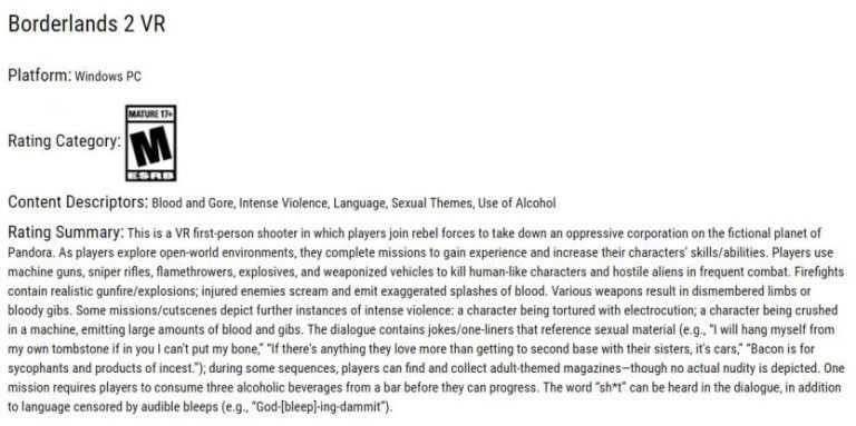 Borderlands 2 VR es clasificado para PC por la ESRB – Generacion Xbox