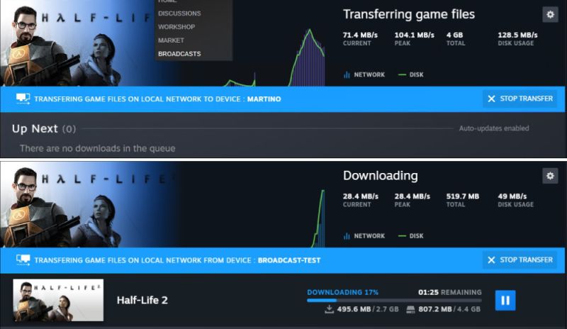 Así es la nueva función «Transferencias de juegos a través de la red local» de Steam ...